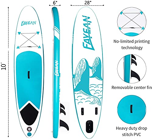 Whale Blue 10' x 28"x 6" Thick SUP Board Ultra-Light paddle board – Fayean