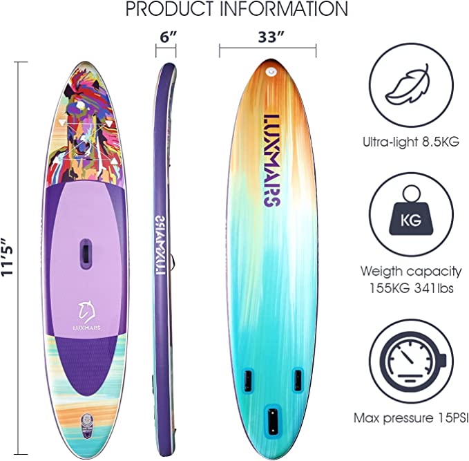 Colorful Horse 11'5'' Lightweight Paddleboard ISUP Set SUP Board – Fayean